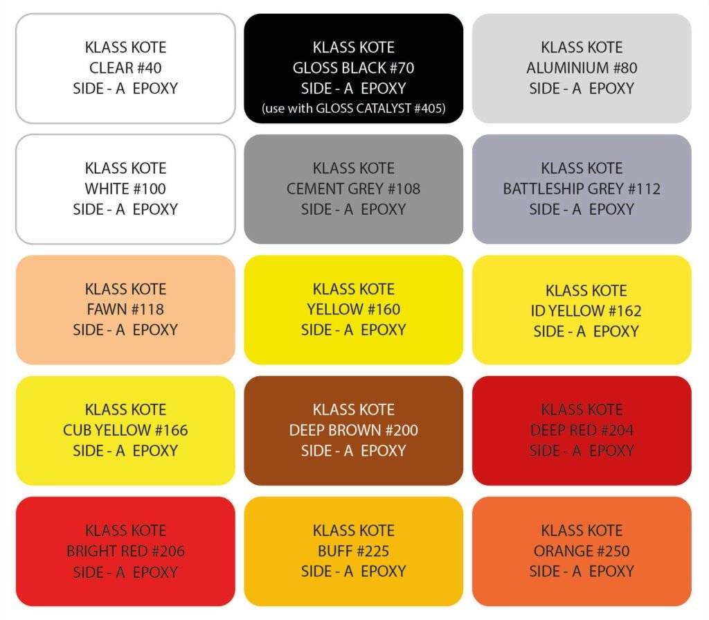 Klass Kote Epoxy Paint – Standard Colours – Fighteraces