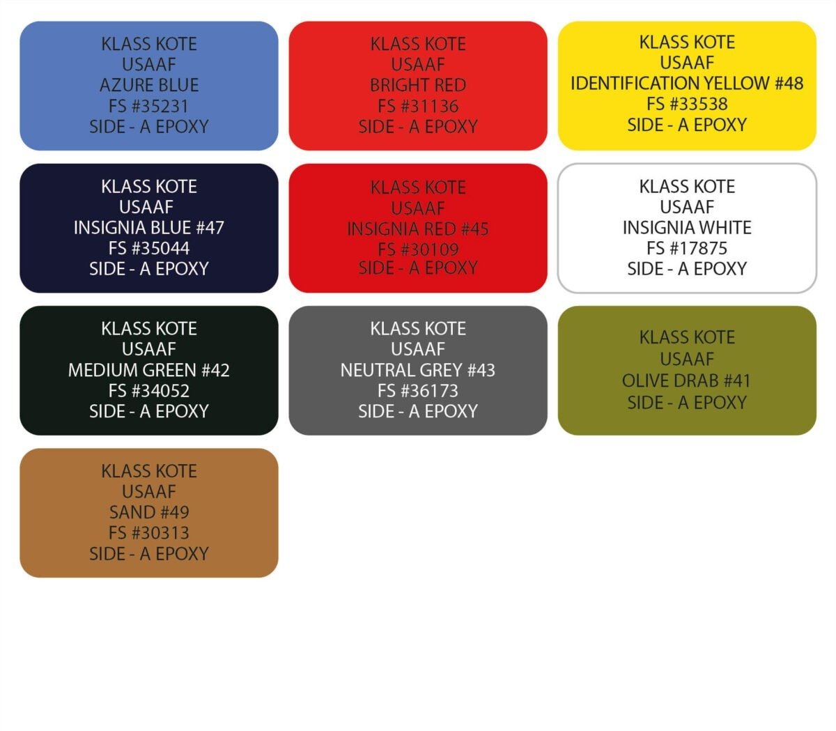 Klass Kote Epoxy Paint – U.S.A.A.F. Colours – Fighteraces